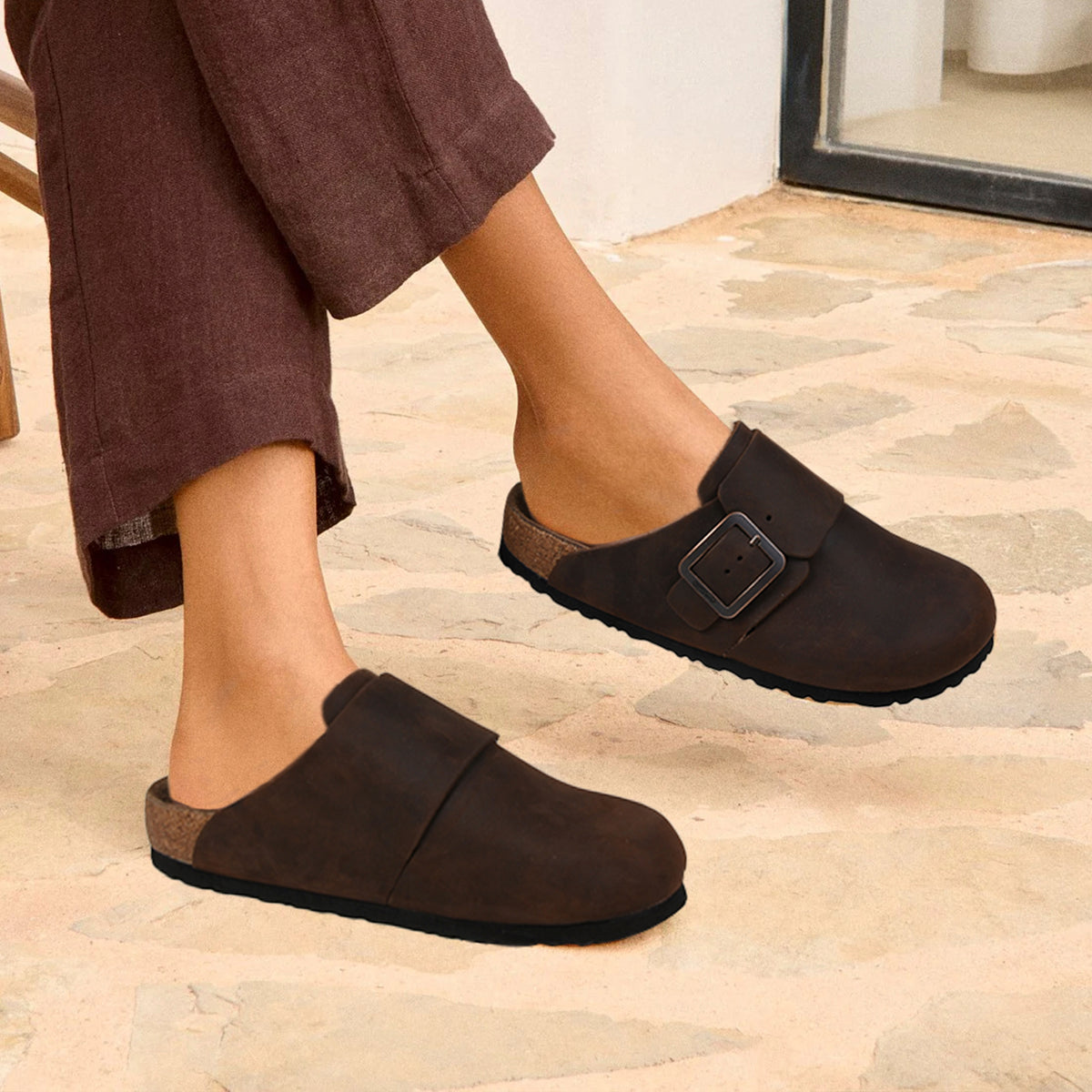 Genuine Leather Clogs for Women with Arch Support – Aerothotic